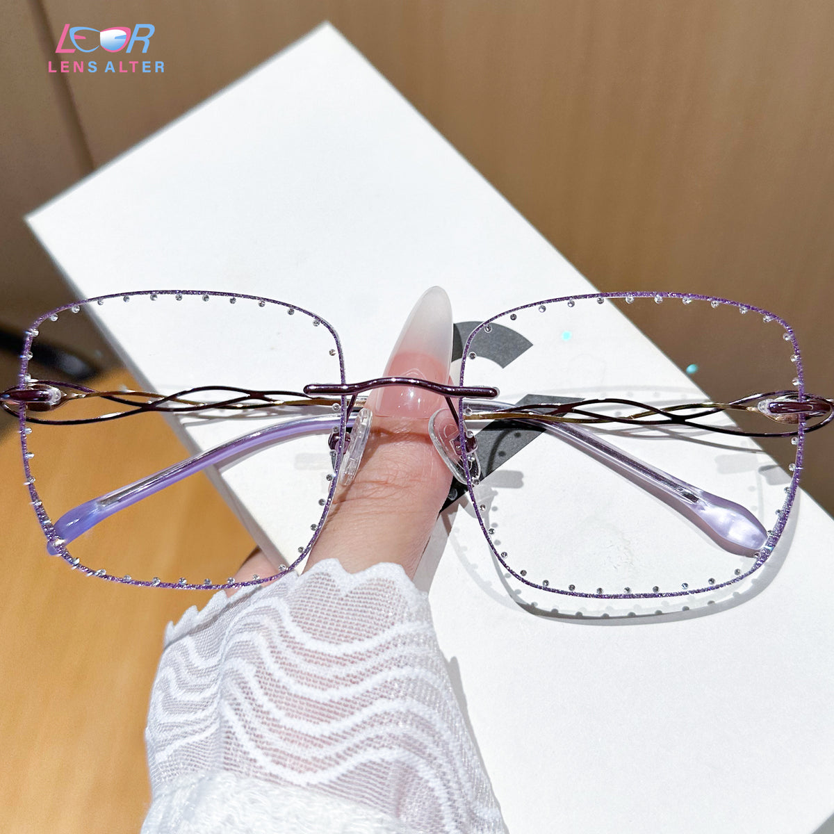 Dahlia Purple Rimless Eyeglasses For Women Lensalter