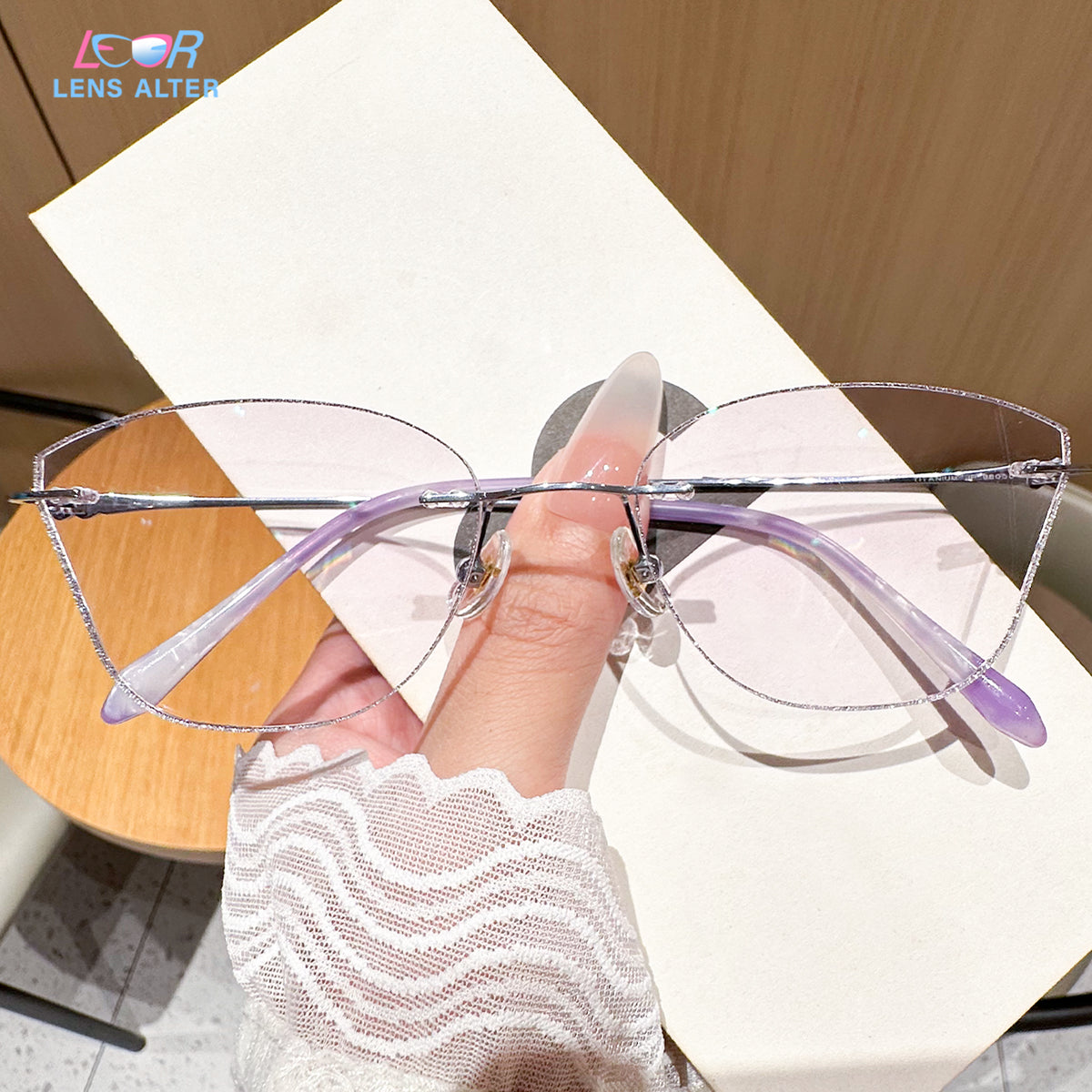 Lavender Purple Rimless Eyeglasses For Women | LensAlter.com – Lensalter