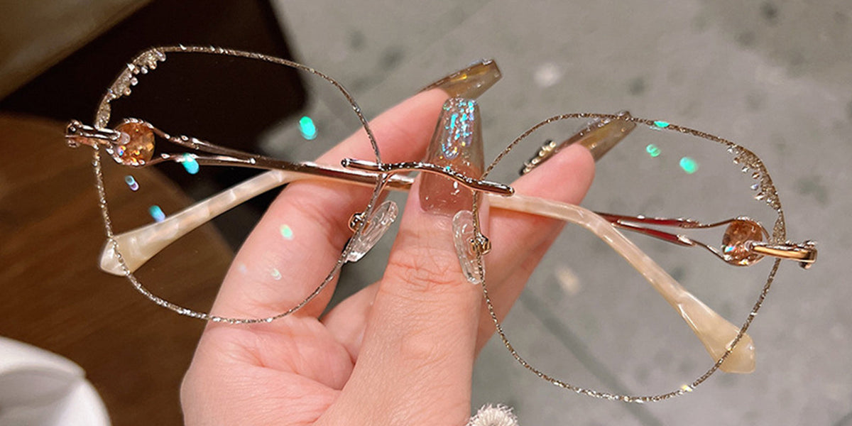 Glitter Eyeglasses Golden Rimless Eyeglass | LensAlter.com – Lensalter