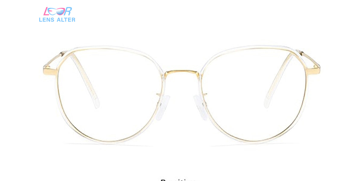 Perry Clear & Golden Round Eyeglasses For Women | LensAlter.com – Lensalter
