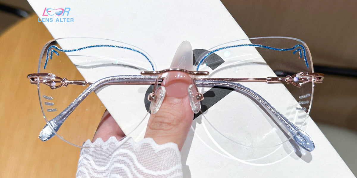 Meow Pink Rimless Eyeglasses For Women | LensAlter.com – Lensalter