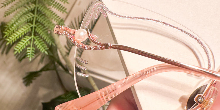 Meow Pink Rimless Eyeglasses For Women | LensAlter.com – Lensalter