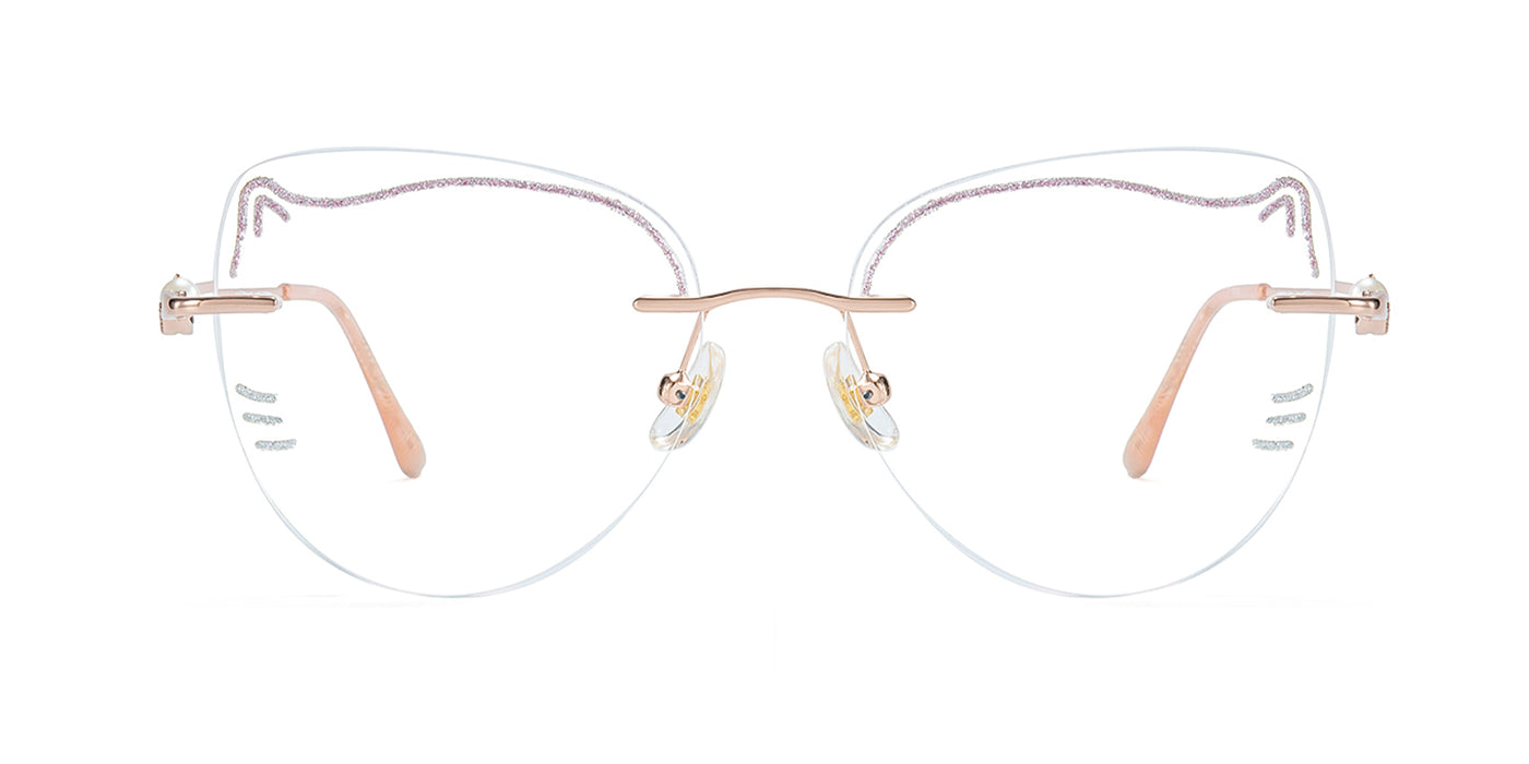 Meow Pink Rimless Eyeglasses For Women | LensAlter.com – Lensalter