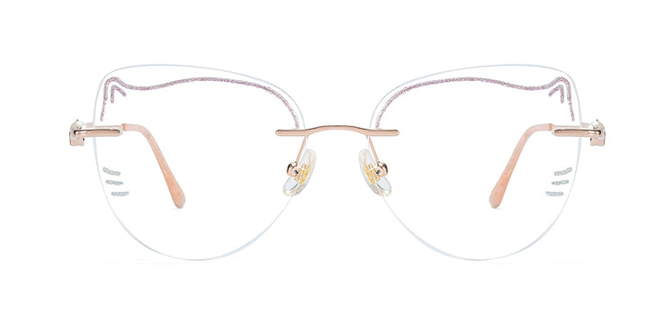 Meow Pink Rimless Eyeglasses For Women | LensAlter.com – Lensalter