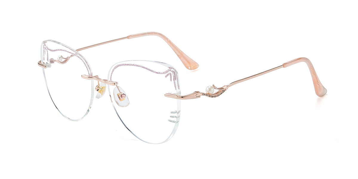 Meow Pink Rimless Eyeglasses For Women | LensAlter.com – Lensalter