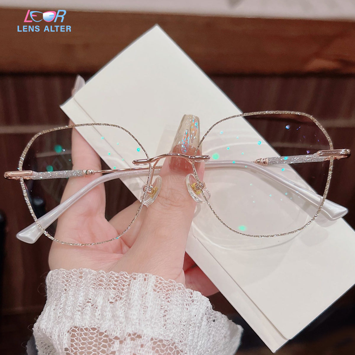 Lydia Silver Rimless Eyeglasses For Women | LensAlter.com – Lensalter