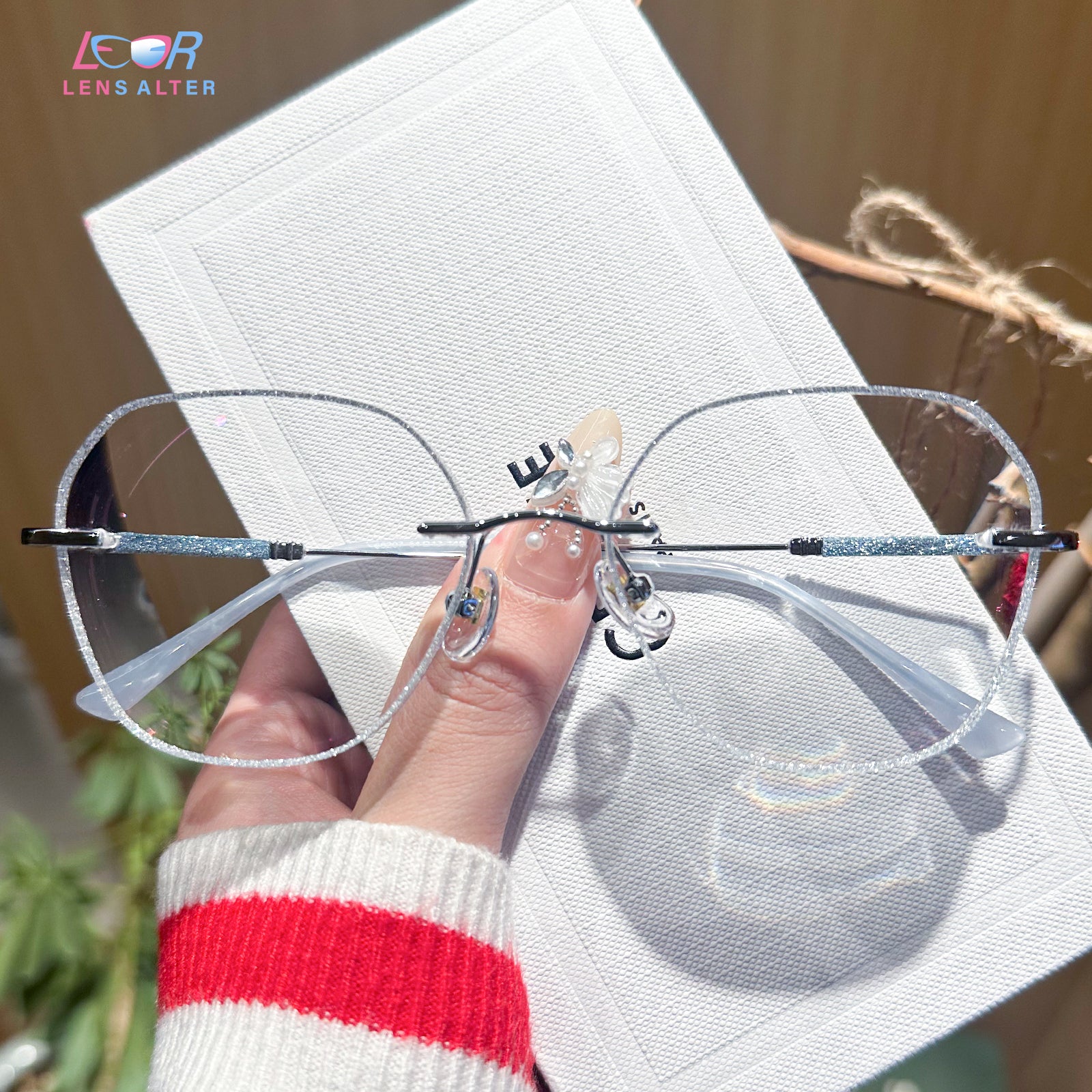 Lydia Silver Rimless Eyeglasses For Women | LensAlter.com – Lensalter