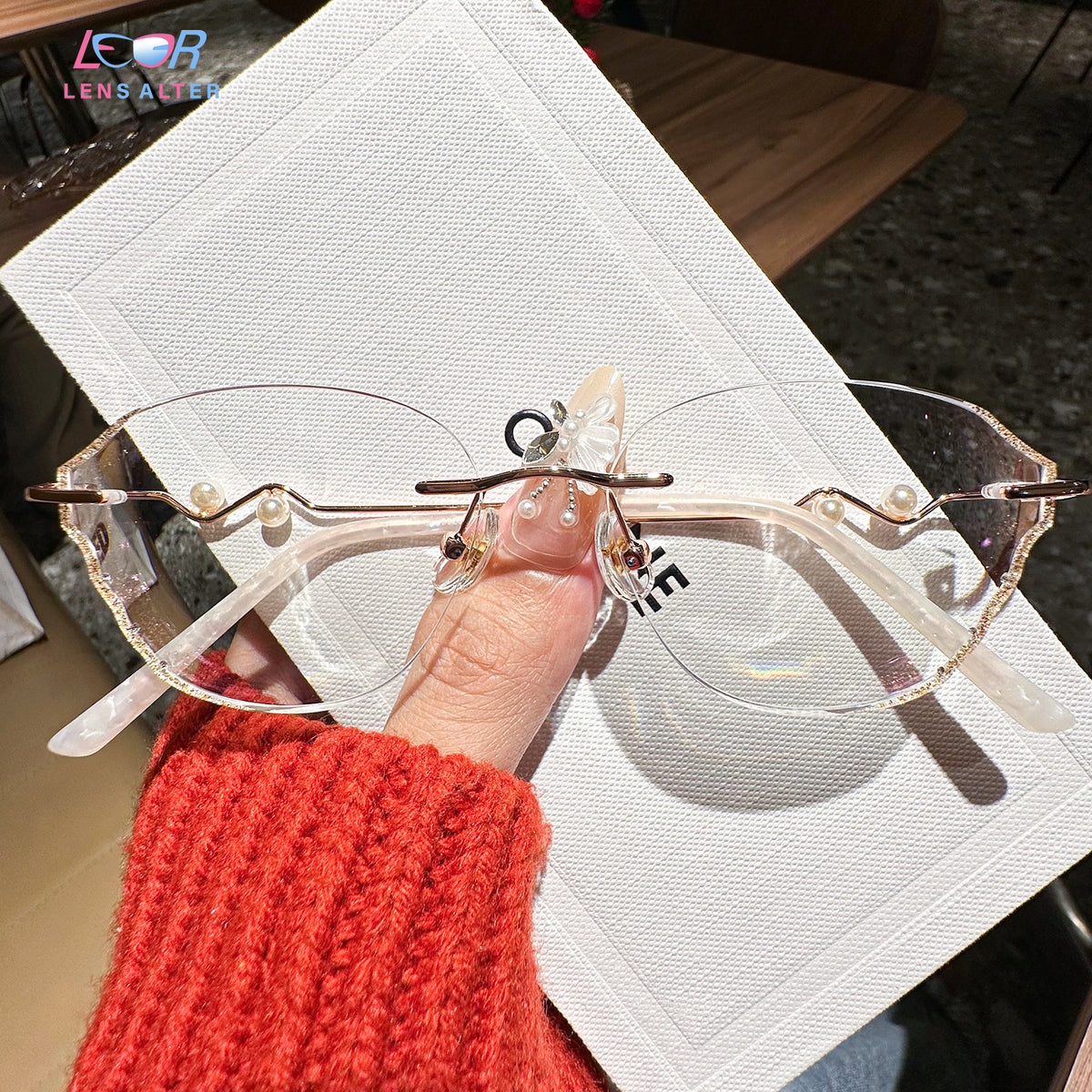 Anna Golden Rimless Eyeglasses For Women | LensAlter.com – Lensalter