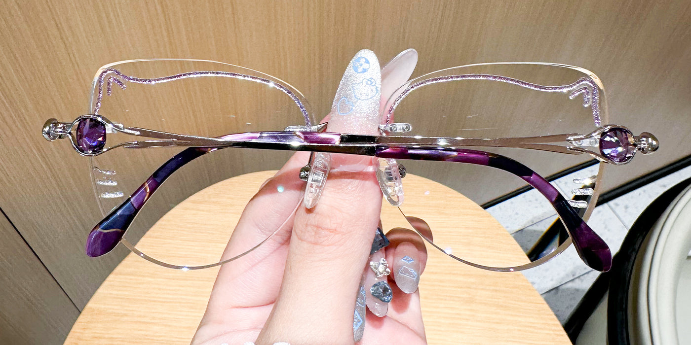 Meow Pink Rimless Eyeglasses For Women | LensAlter.com – Lensalter