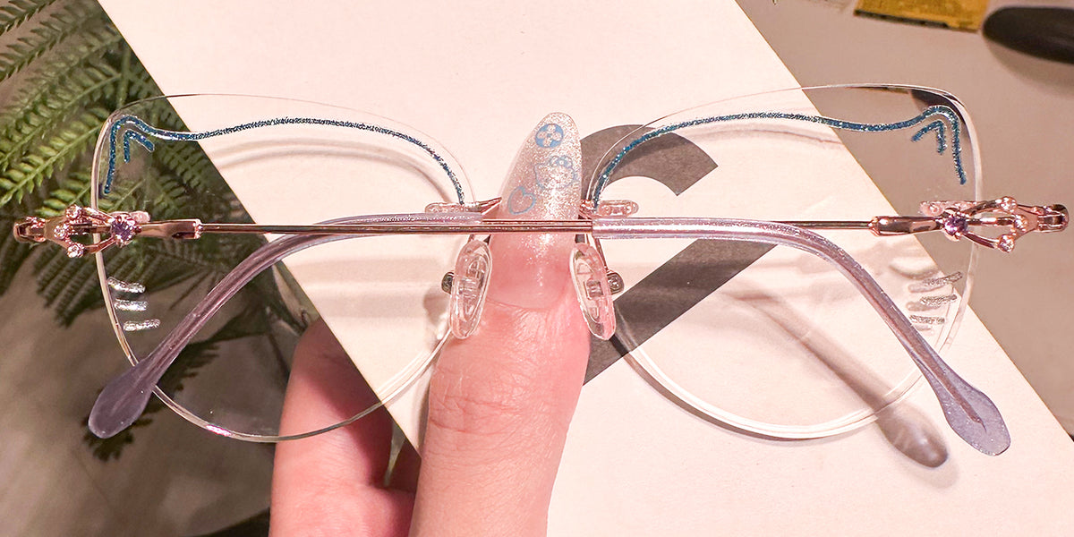 Meow Pink Rimless Eyeglasses For Women | LensAlter.com – Lensalter