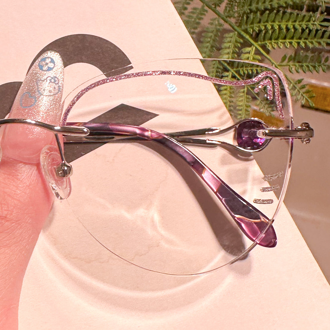 Meow Pink Rimless Eyeglasses For Women | LensAlter.com – Lensalter