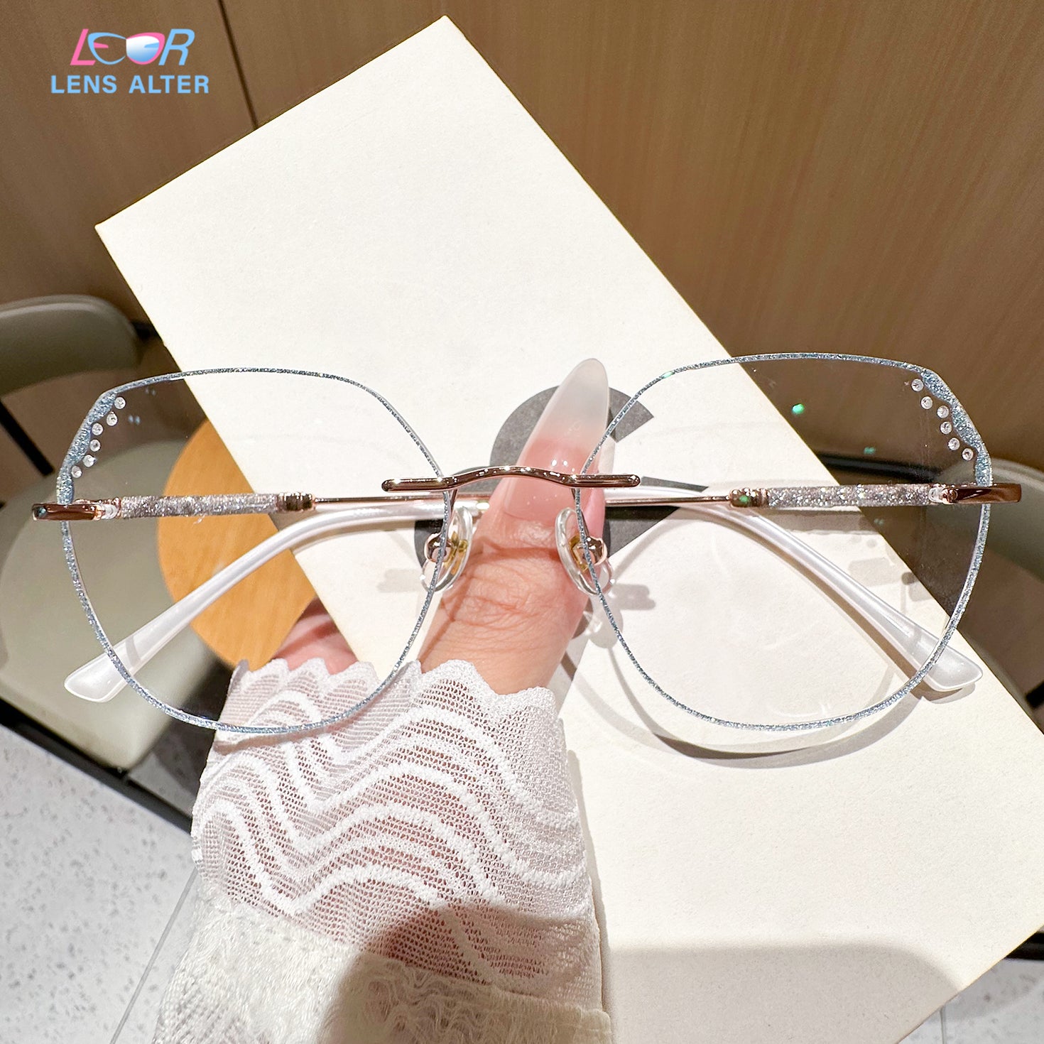 Astra Silver Rimless Eyeglasses For Women | LensAlter.com – Lensalter