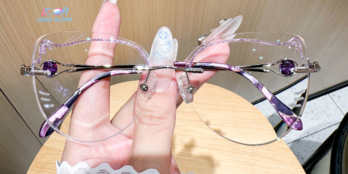 Meow Pink Rimless Eyeglasses For Women | LensAlter.com – Lensalter