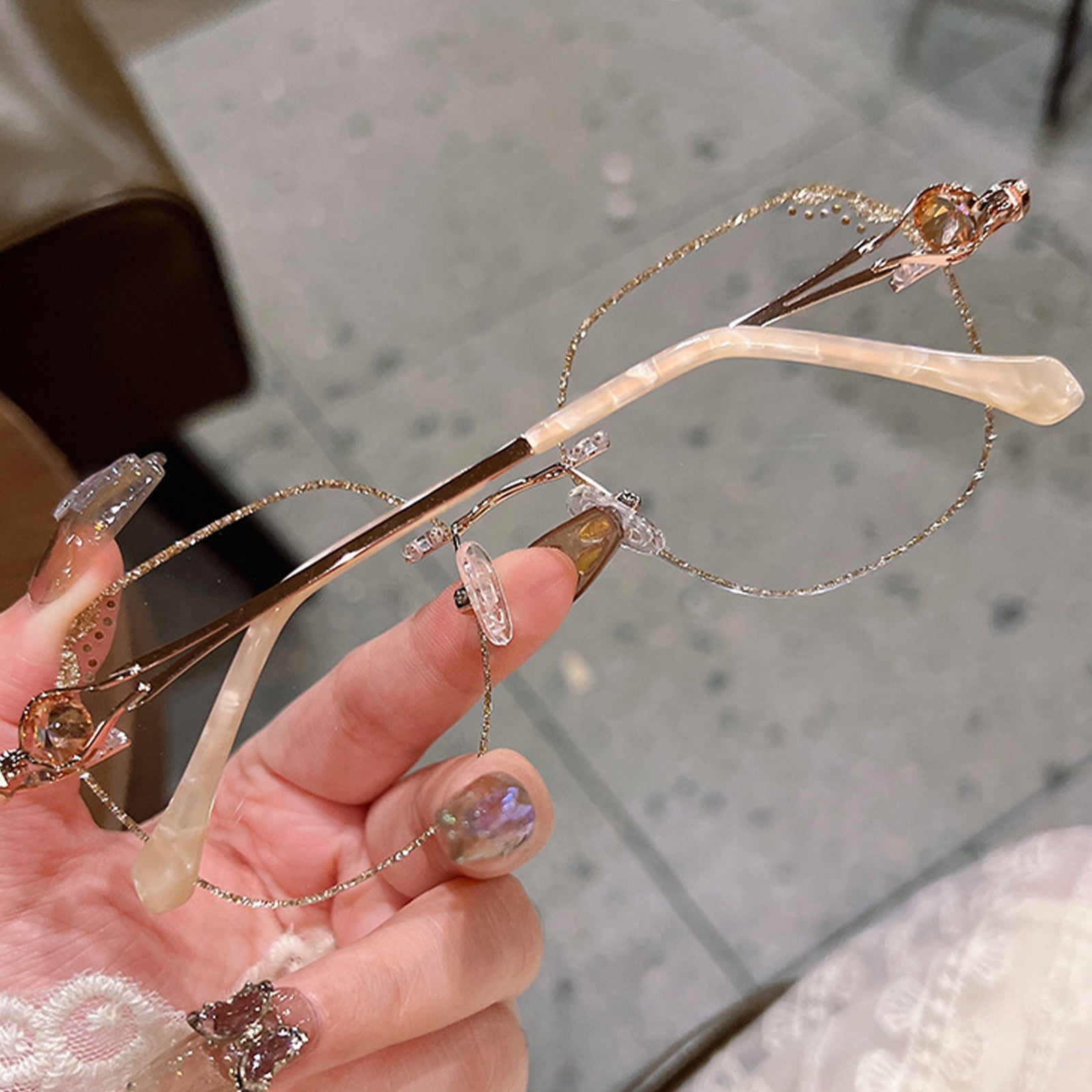 Aria Geometric Rimless Eyeglasses For Women | LensAlter.com – Lensalter
