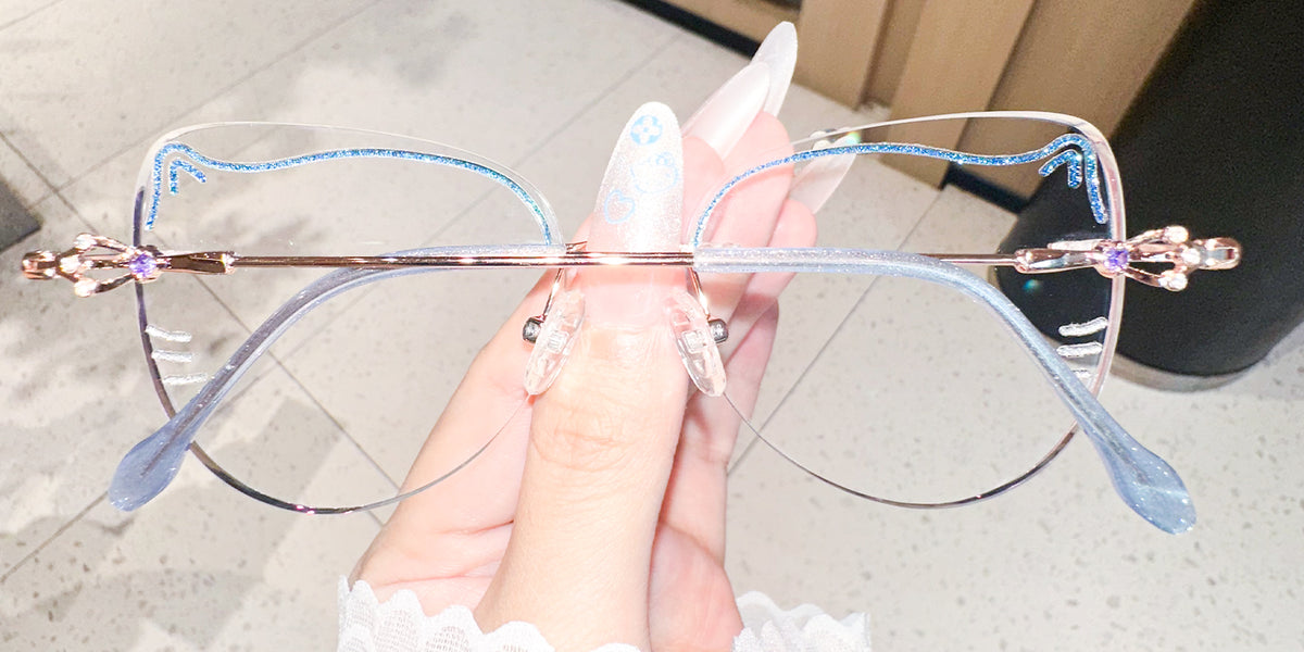 Meow Pink Rimless Eyeglasses For Women | LensAlter.com – Lensalter