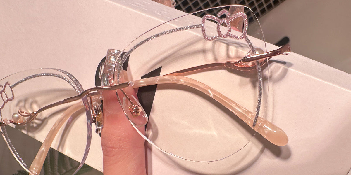 Hello Kitty Pink and Silver Rimless Glasses | LensAlter.com – Lensalter