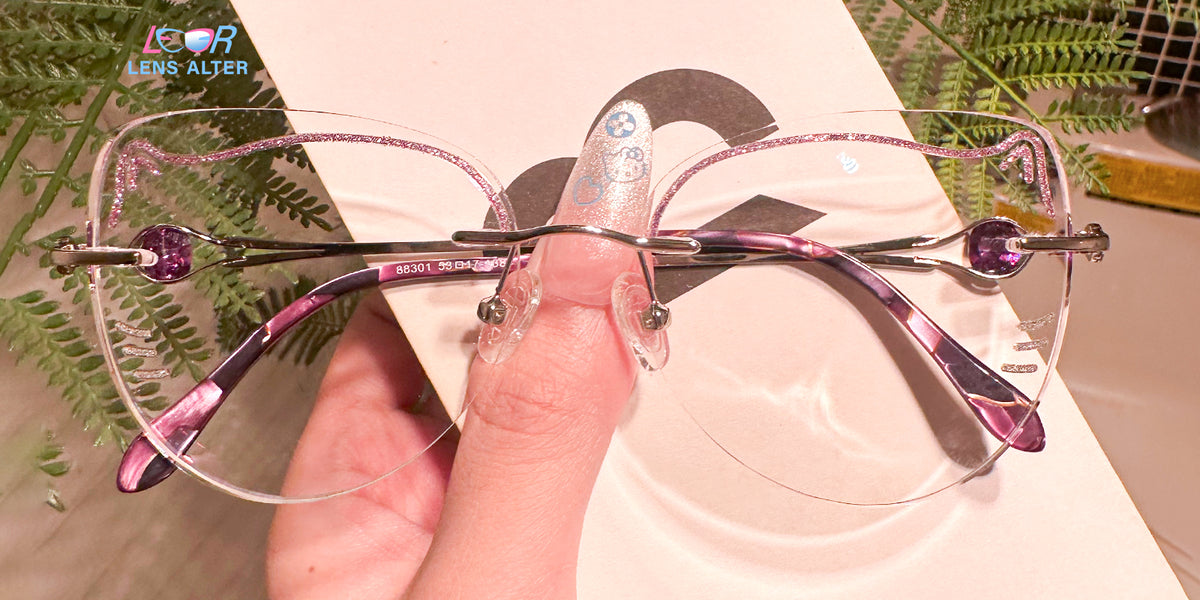 Meow Pink Rimless Eyeglasses For Women | LensAlter.com – Lensalter