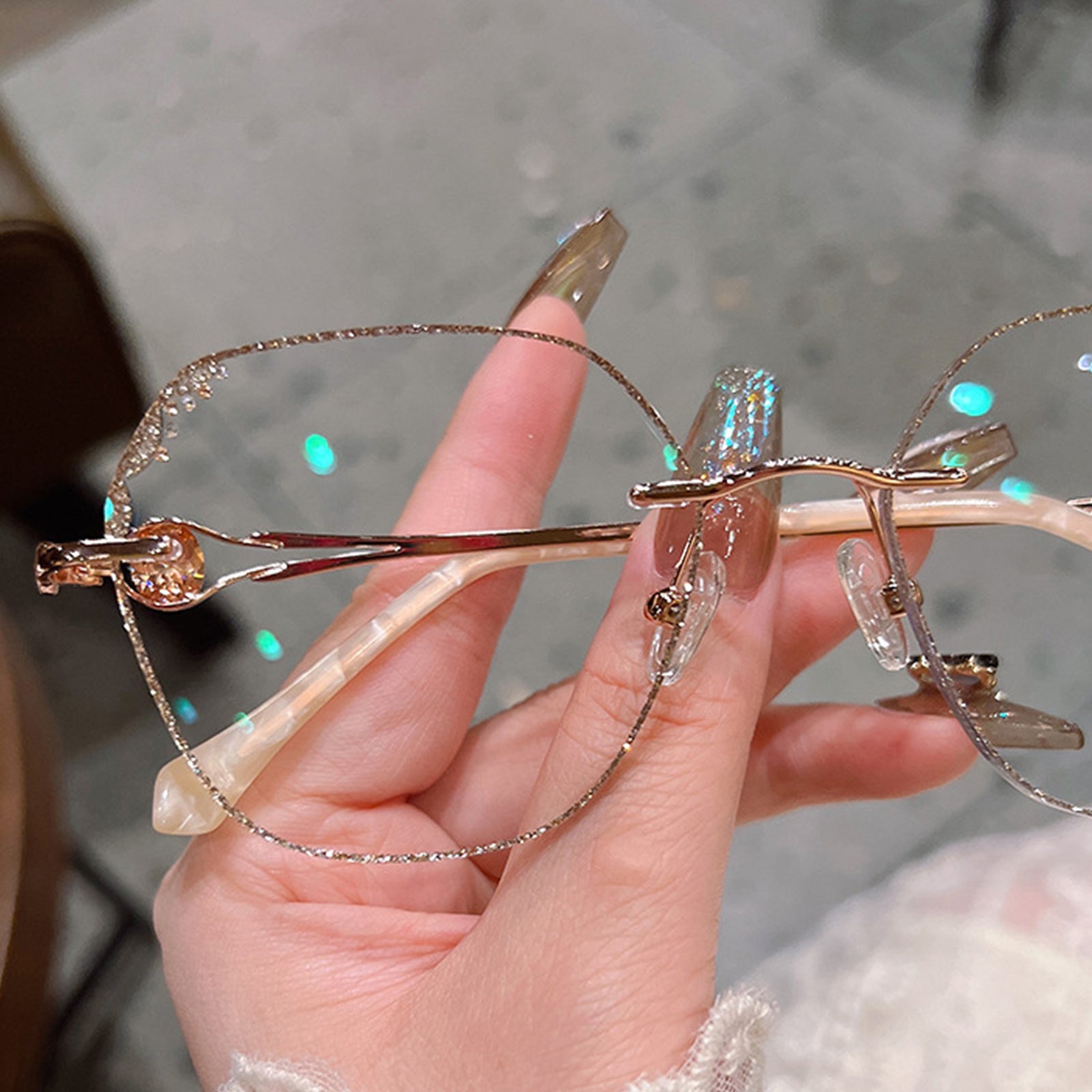 Aria Geometric Rimless Eyeglasses For Women | LensAlter.com – Lensalter