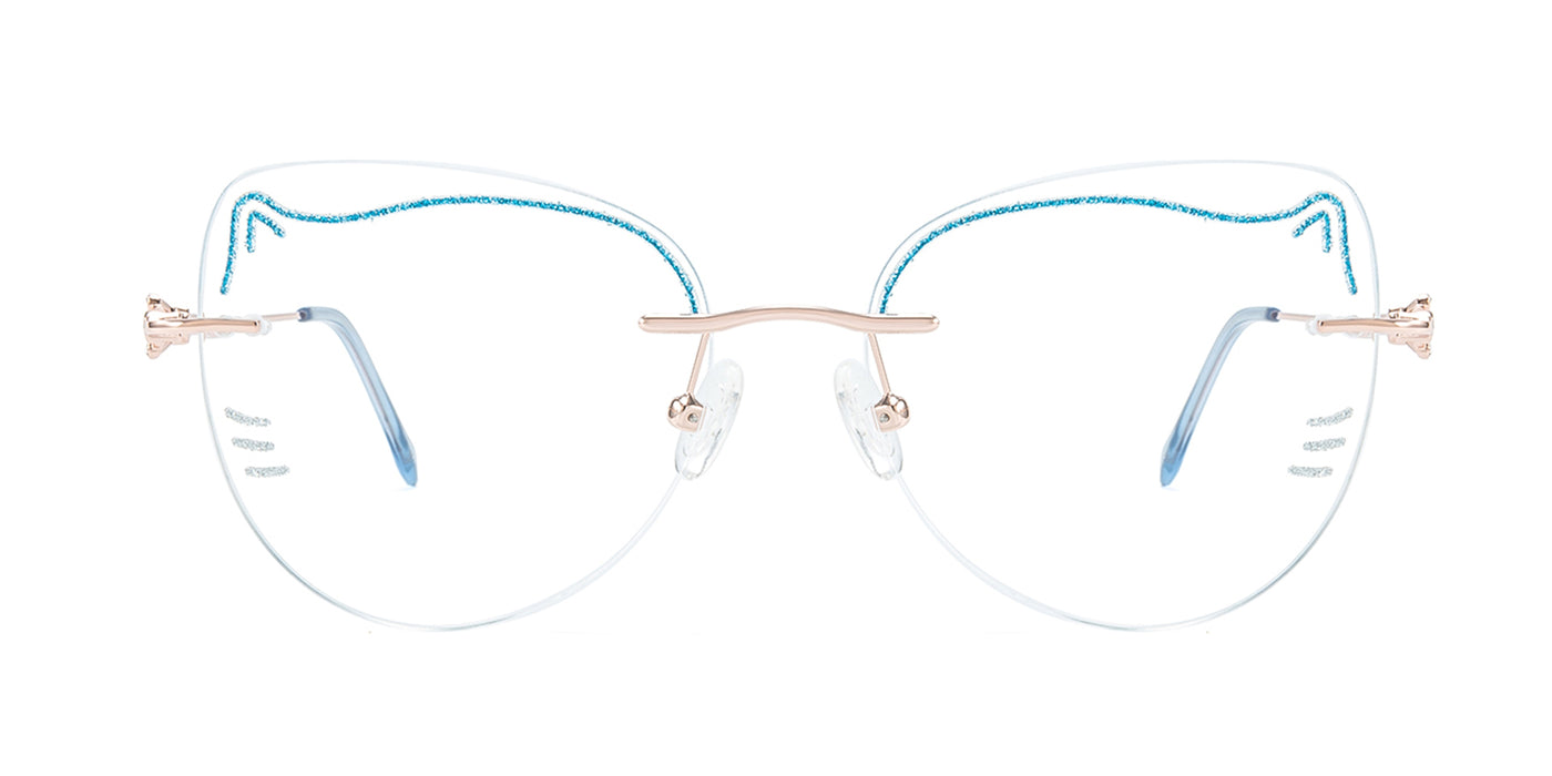 Meow Pink Rimless Eyeglasses For Women | LensAlter.com – Lensalter
