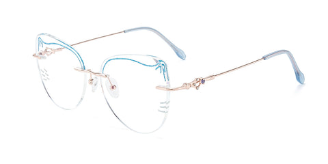 Meow Pink Rimless Eyeglasses For Women | LensAlter.com – Lensalter