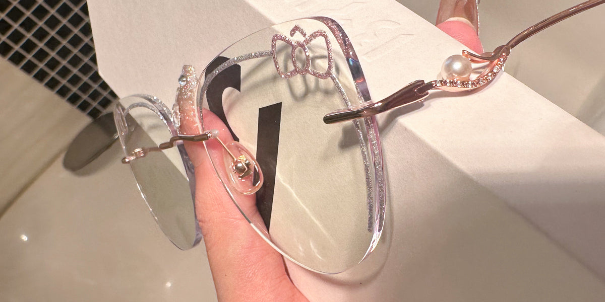 Hello Kitty Pink and Silver Rimless Glasses | LensAlter.com – Lensalter