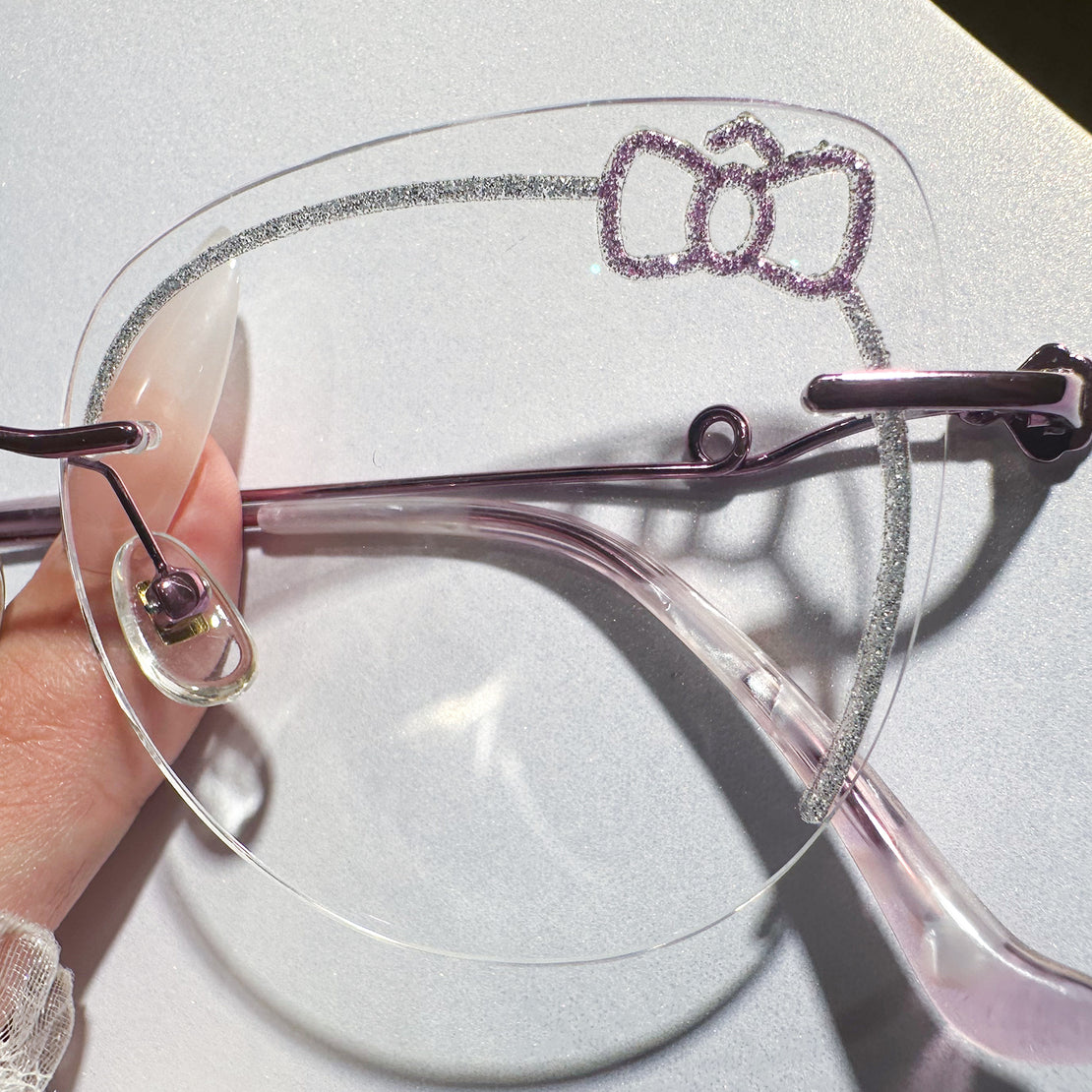 Hello Kitty Pink and Silver Rimless Glasses | LensAlter.com – Lensalter