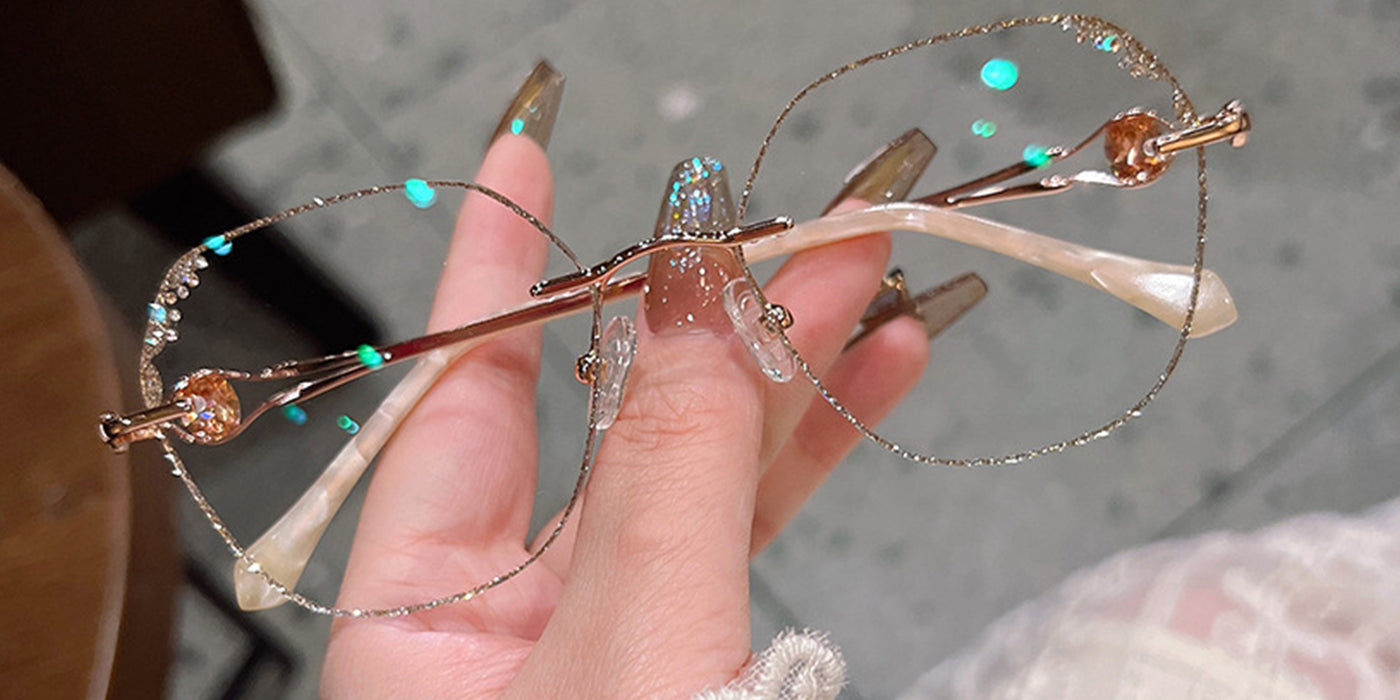 Aria Geometric Rimless Eyeglasses For Women | LensAlter.com – Lensalter