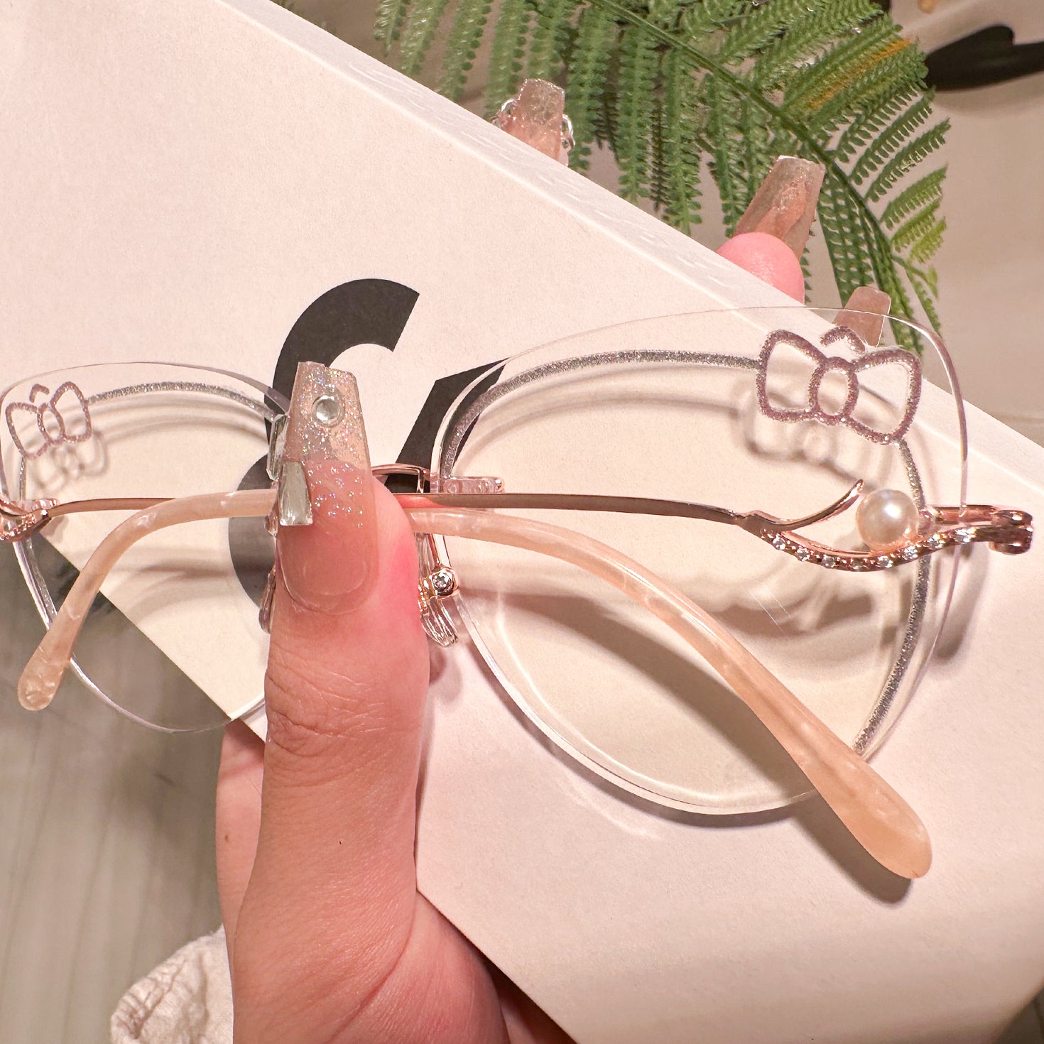 Hello Kitty Pink and Silver Rimless Glasses | LensAlter.com – Lensalter