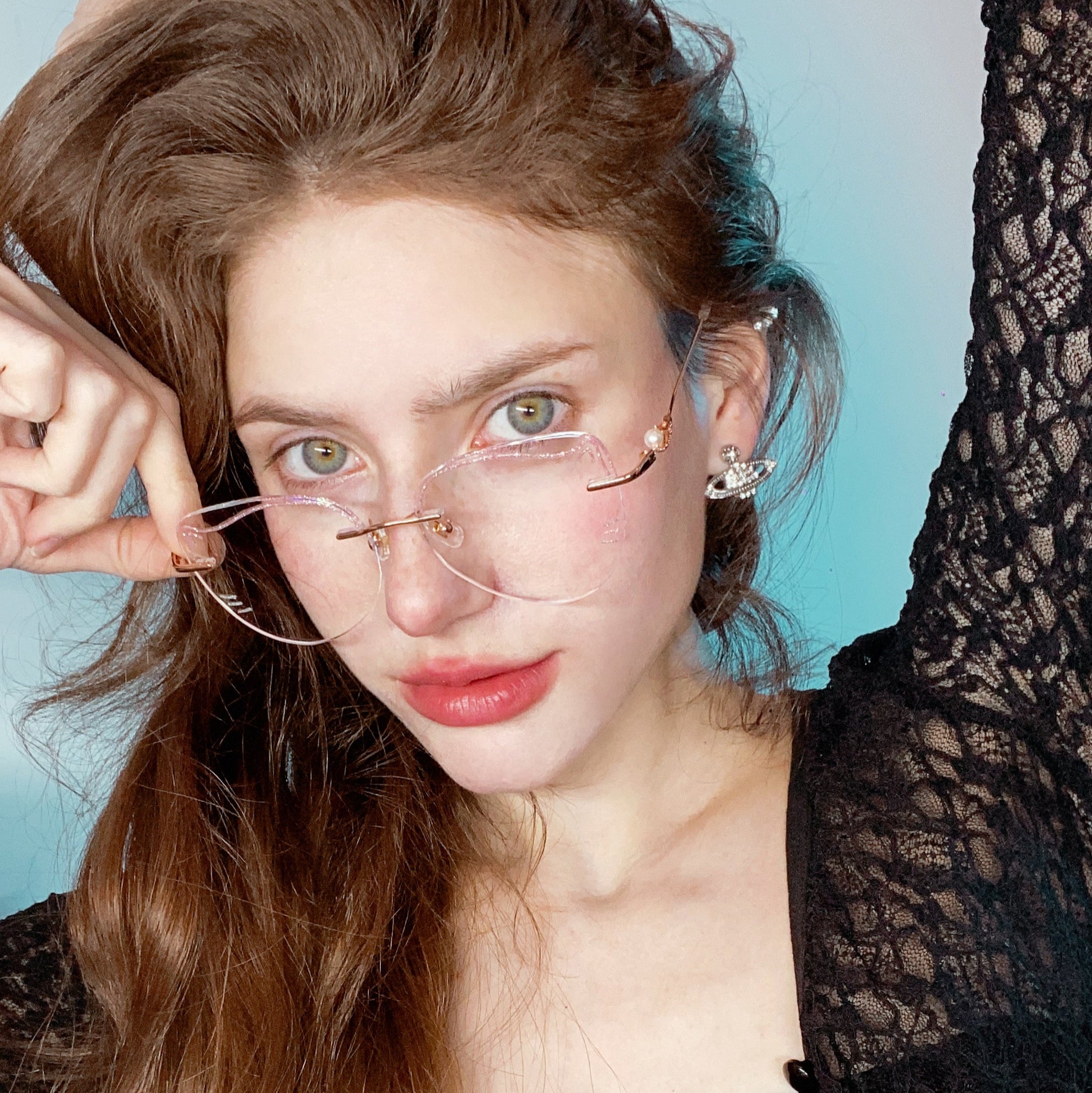 Meow Pink Rimless Eyeglasses For Women | LensAlter.com – Lensalter